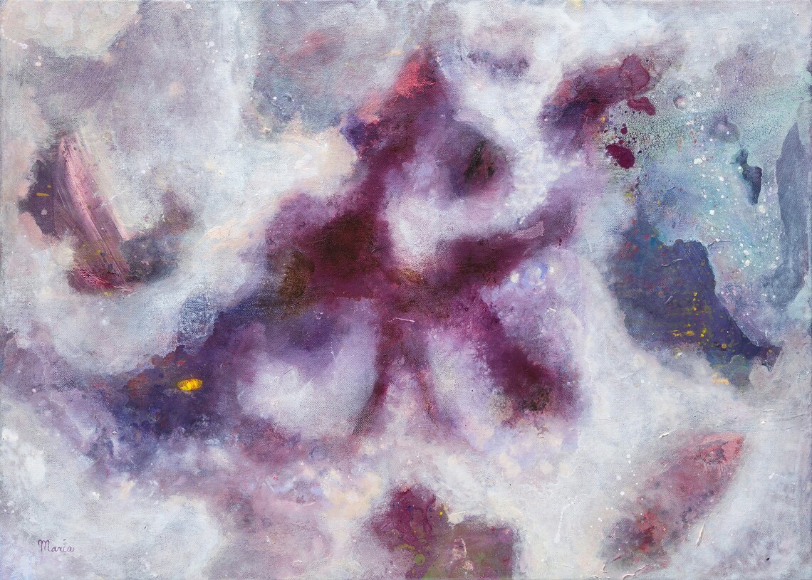 Purple abstract painting on canvas original mauve intuitive | Etsy
