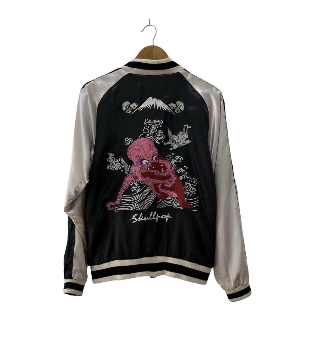 Embroidered Velvet Sukajan Jacket: Reversible Japanese Skull Design - Etsy