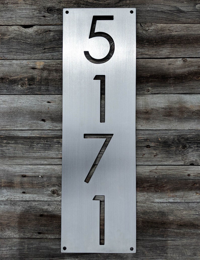 Estes Stainless Steel Vertical Metal Address Plaque House - Etsy