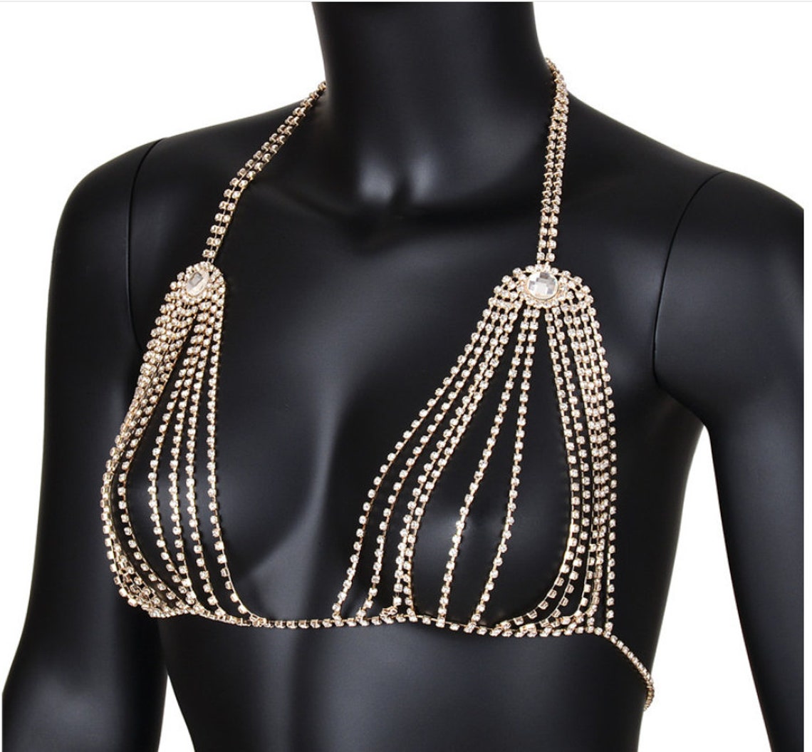 Rhinestone Bra Rhinestone Body Jewelry Etsy