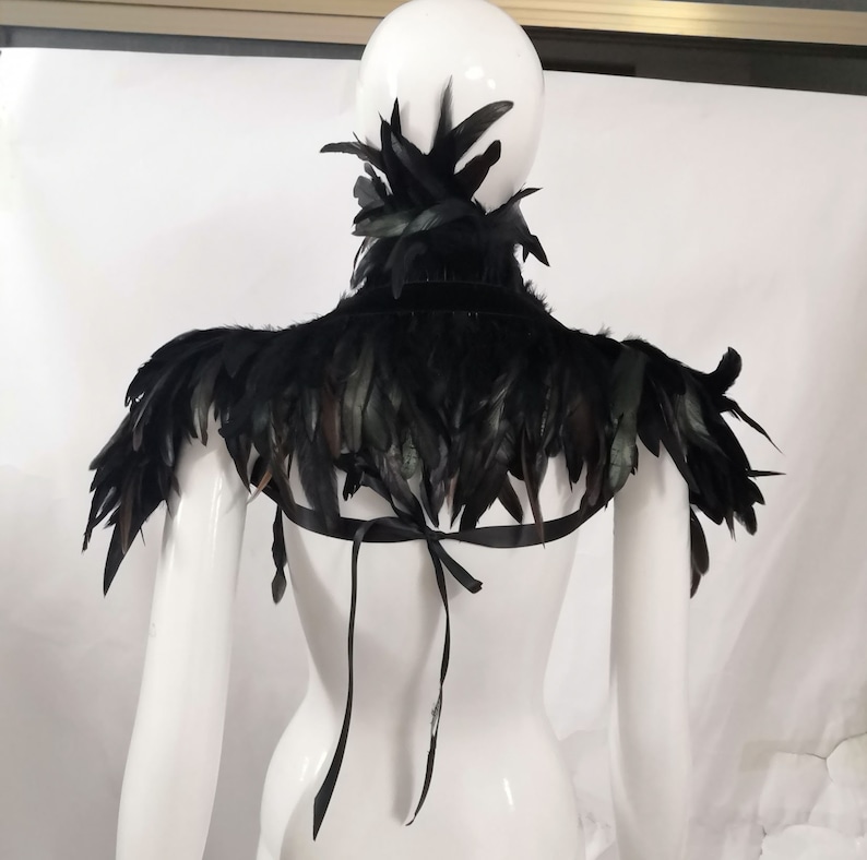 Reversible Burlesque Gothic Feather Collar/ Halloween Carnival - Etsy