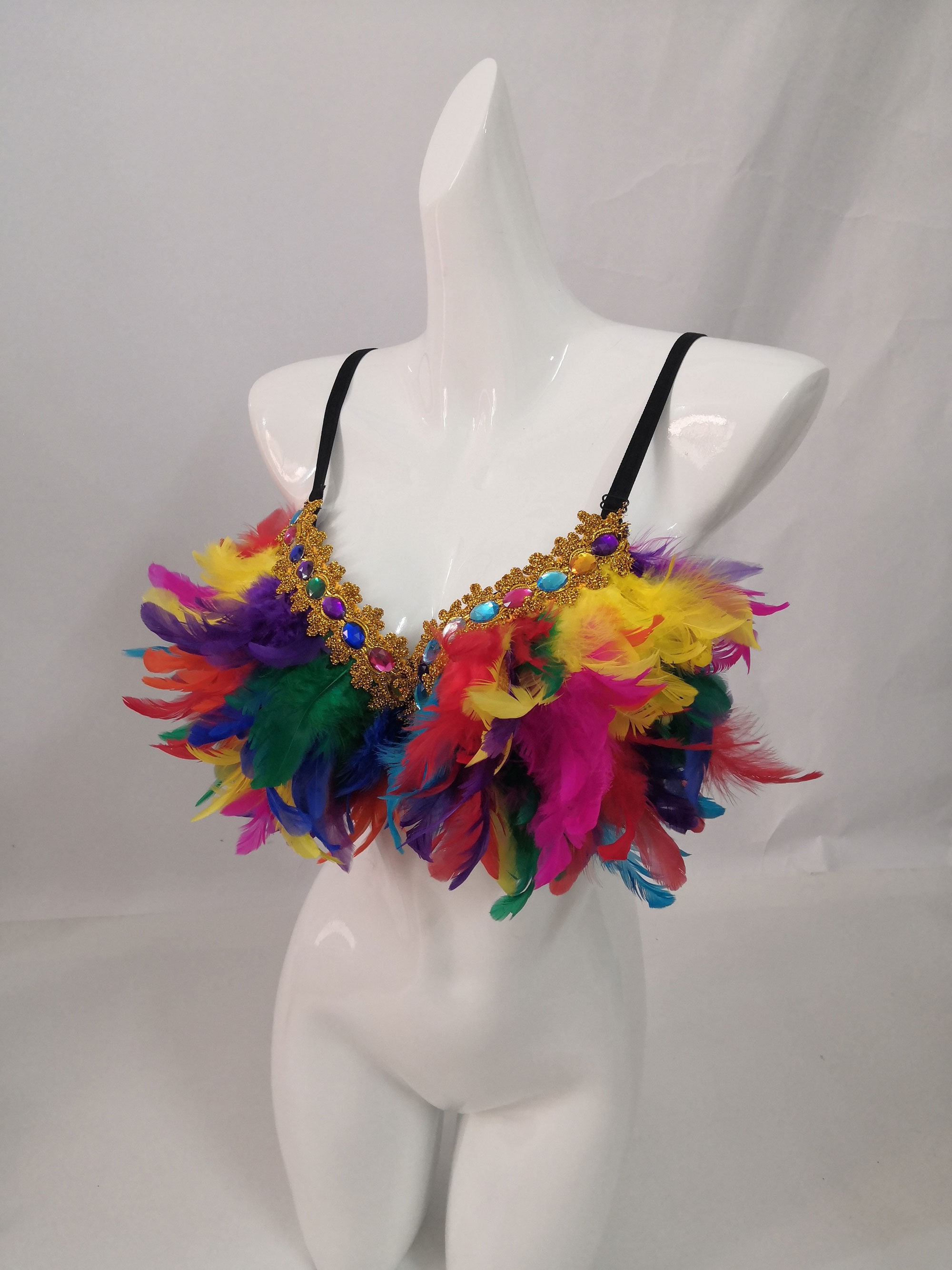 Festival Feather Bra Carnival Mardi Gras Costume Bra | Etsy