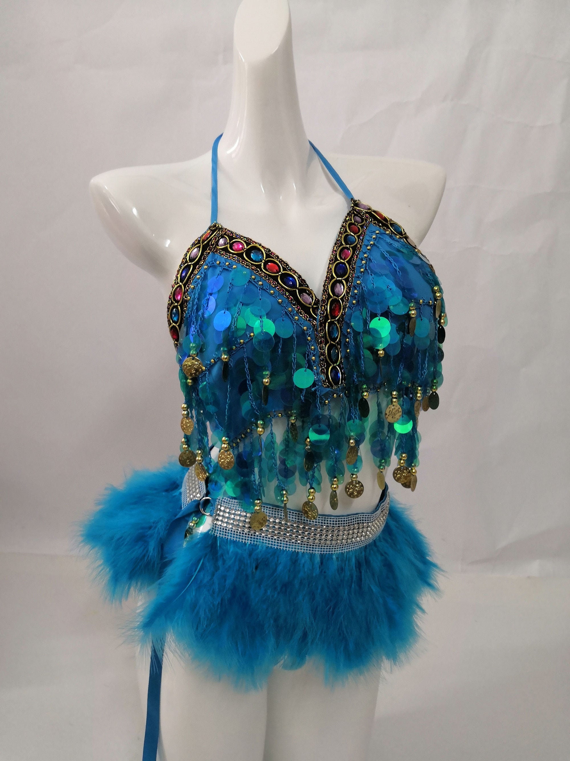 2pcs Showgirl Costume Outfit Stage Show Costume Rave Outfit Las Vegas ...