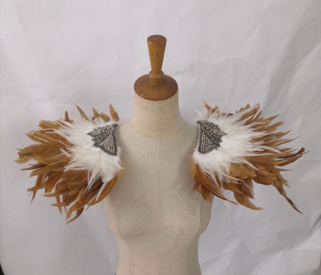 Burlesque Feather Epaulettes Halloween Carnival Shoulder Pieces ...