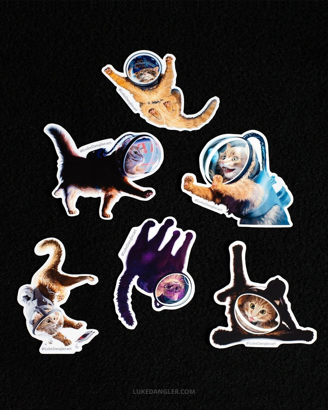 Space Cat Sticker Pack - Set of 6 Vinyl Stickers, Funny Cat Astronaut ...