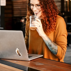 Happy Coffee Sticker - Spilling Coffee Vinyl Decal, Funny Iced Coffee ...