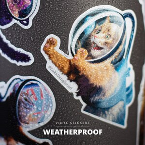 Space Cat Sticker - Squished Kitten Vinyl Sticker, Cat Astronaut ...
