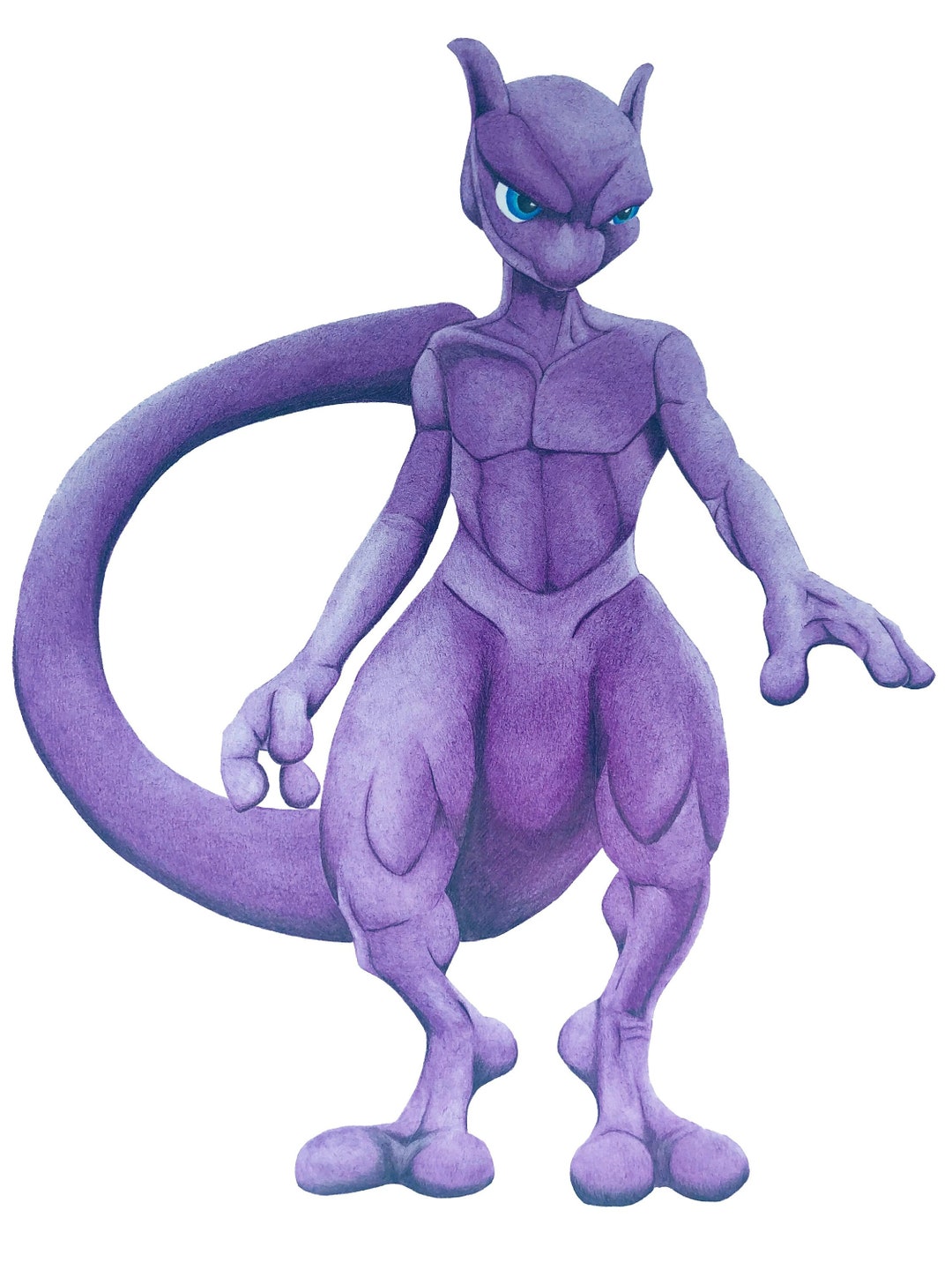 Mewtwo Pokemon Drawing A3 Framed ORIGINAL and PRINTS - Etsy