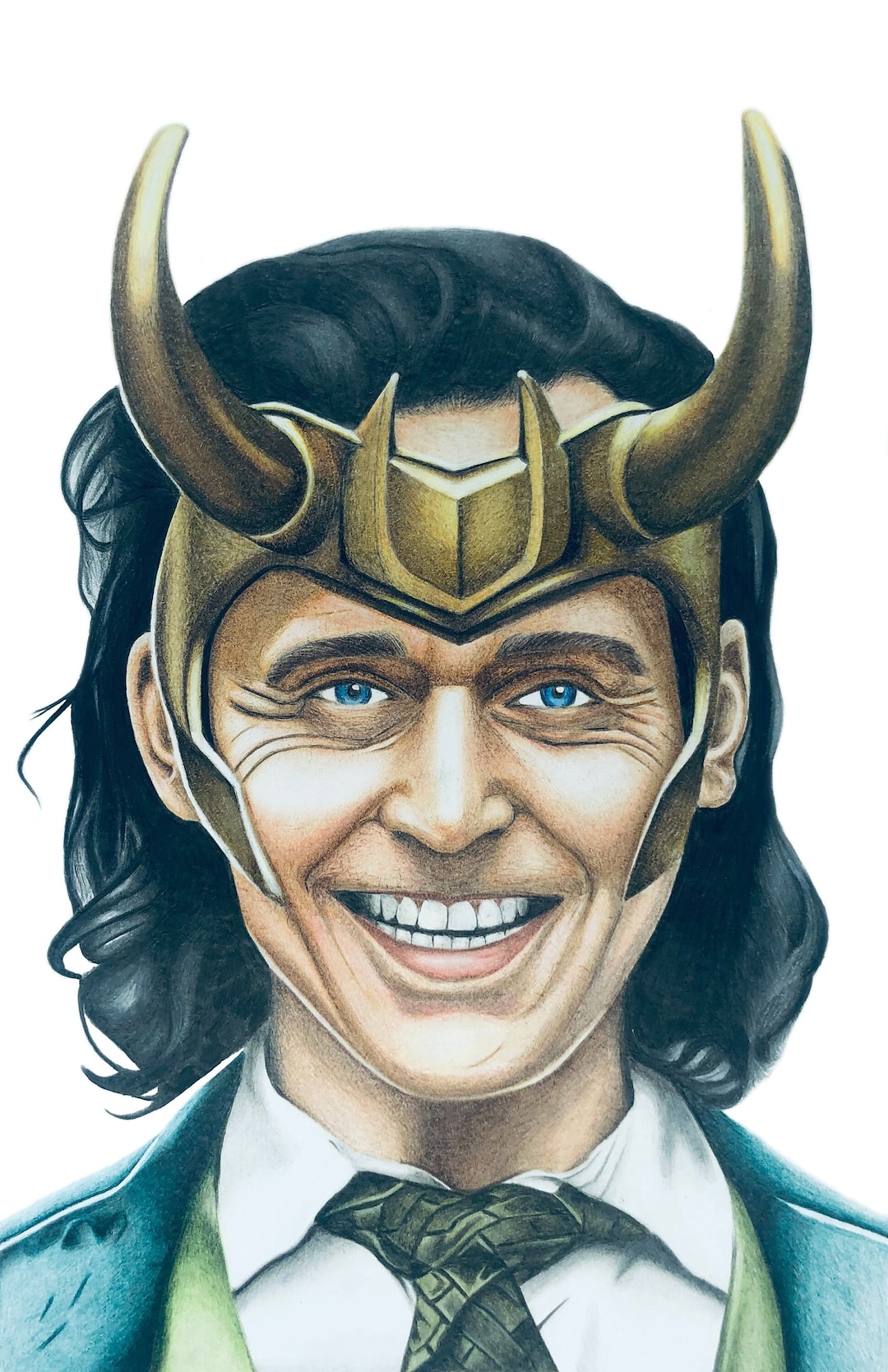 Hyperrealism Drawing of Loki Marvel Fan Art, Realistic Pencil Fine Art Print, Thor Collectible ...