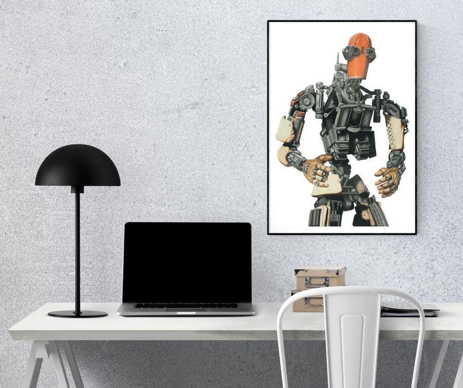 Hyperrealism Drawing of "jeff the Robot" From Finch–fine Art Print ...