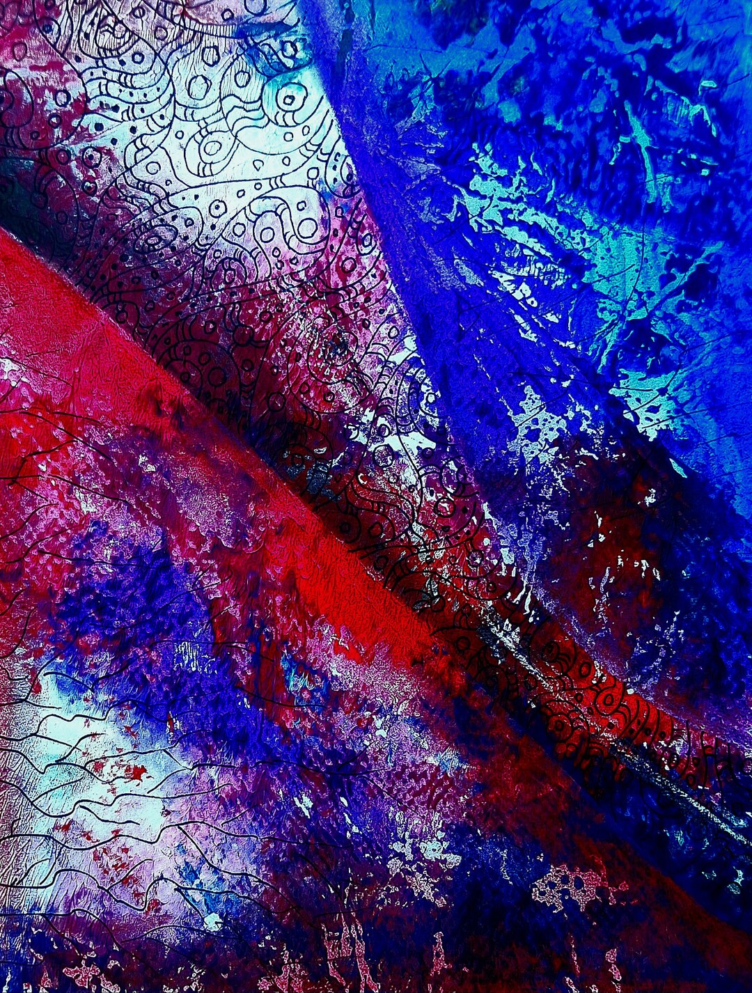 5.,,fractured Light,,elegant Abstract Pencil and Acrylic Art on Pastel Paper Unique Gift Idea ...