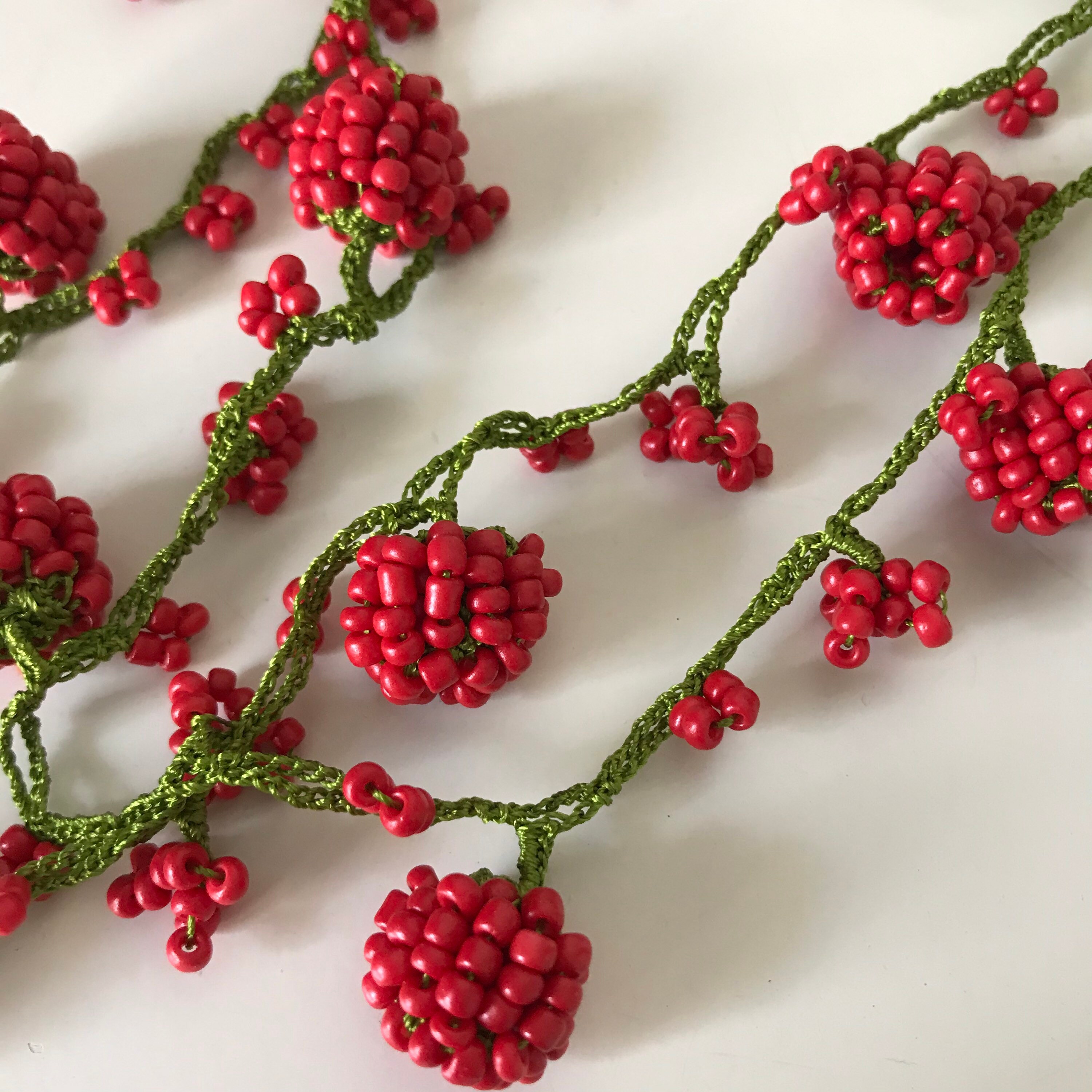 Red Crochet Pendant Short Beaded Crochet Necklace Boho - Etsy