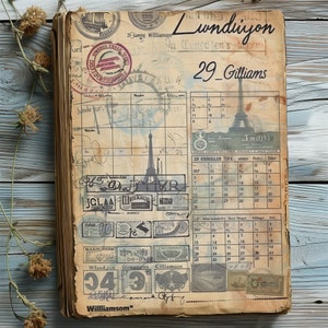 4 Vintage Travel Ephemera Collage Sheets Printable Junk Journal ...