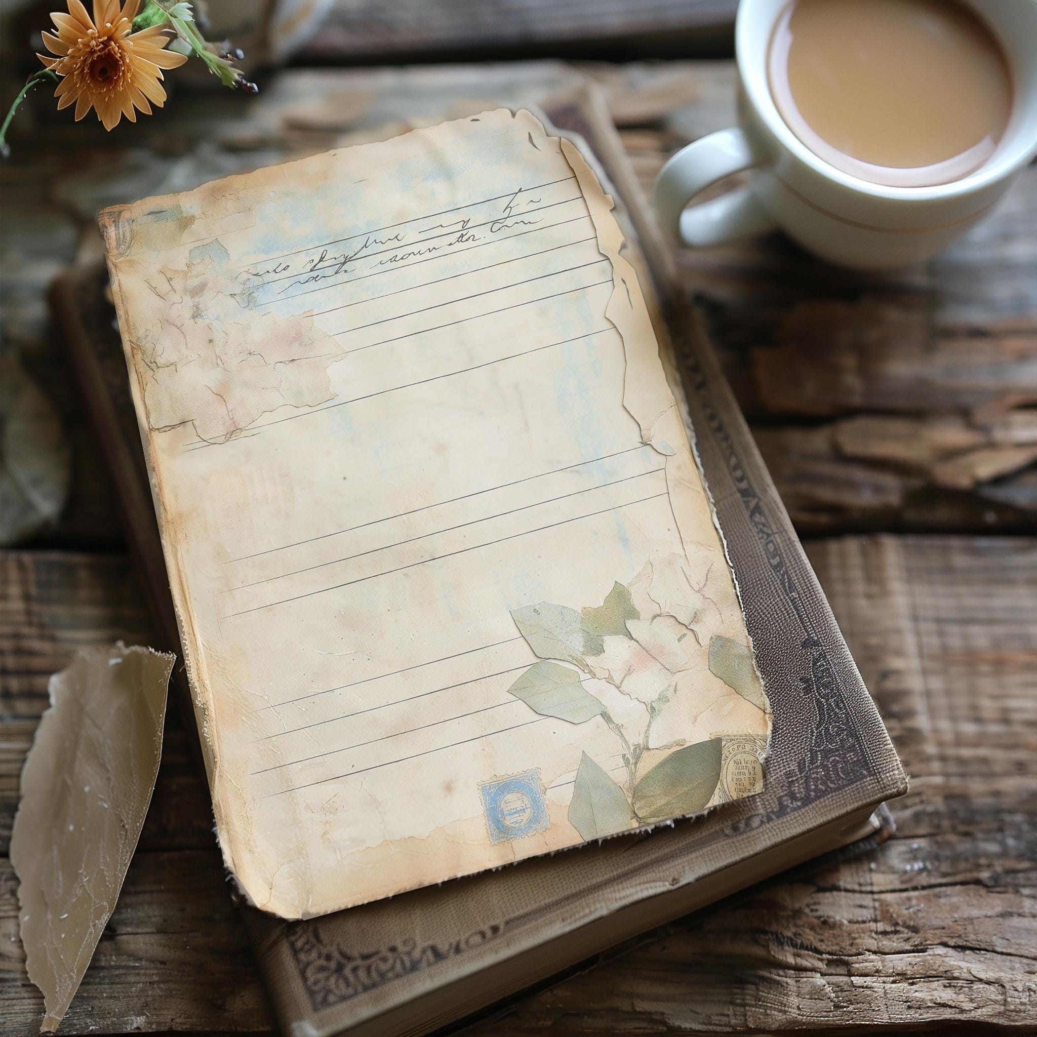 Vintage Aesthetic Writing Paper Set of 20 Antiqued Pages Ephemera Junk ...