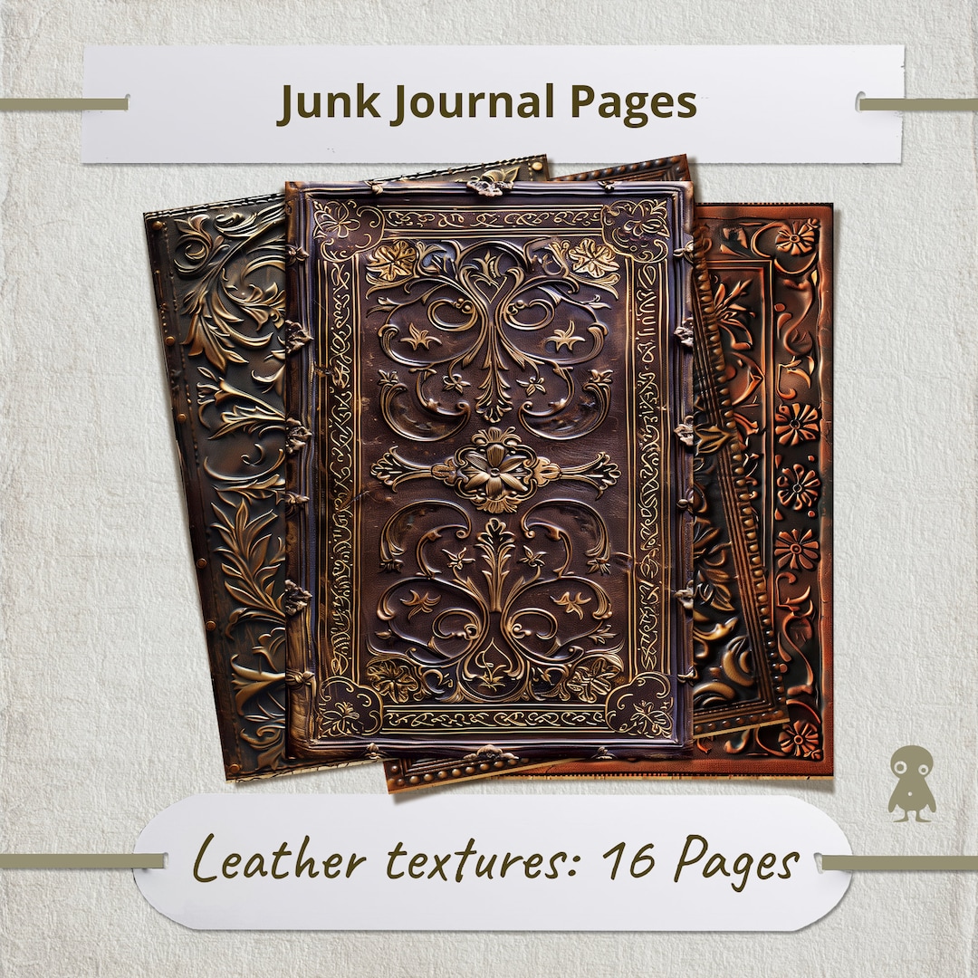 16 Vintage Leather Textures Junk Journal Book Cover Design Historical ...