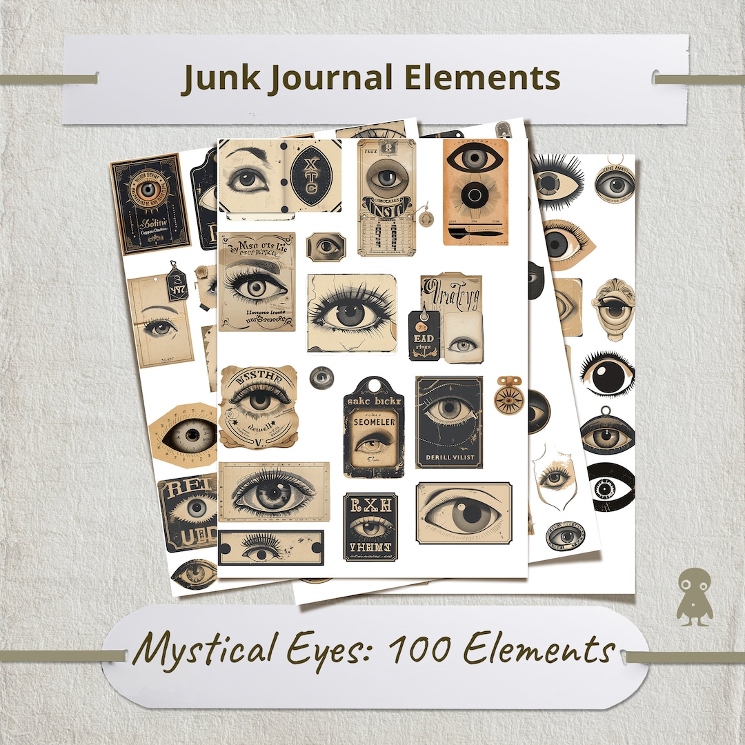 100 Vintage Occult Eye Printables Mystical Eye Digital Tags Ephemeral ...