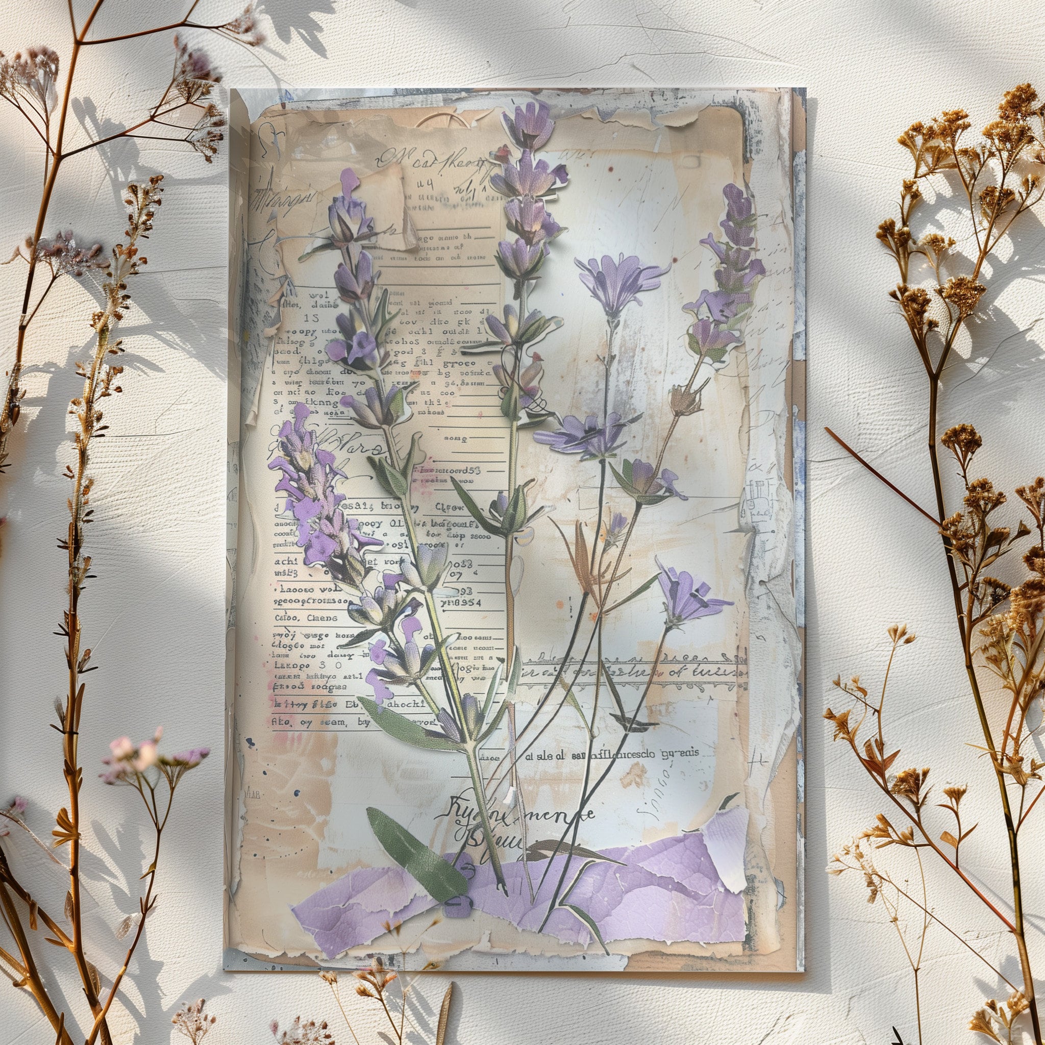 4 Vintage Botanical Pages Junk Journal Digital Kit Unique Rustic Purple ...
