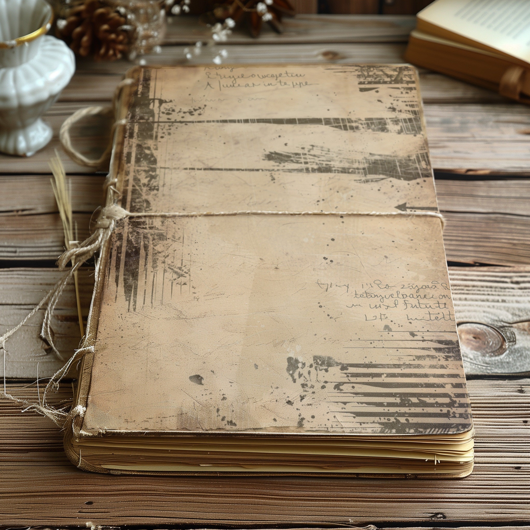 4 Grunge Junk Journal Pages, Scrapbooking, Artwork, Vintage Aesthetic ...