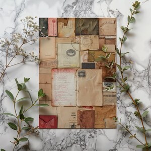 Vintage Postmarks Set 12 Nostalgic Parisian Collage Sheets Eiffel Tower ...