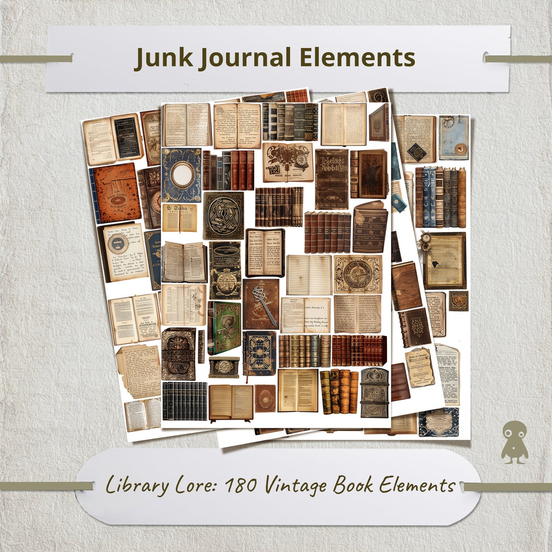 Library Lore 180 Vintage Book Elements for Junk Journal and ...