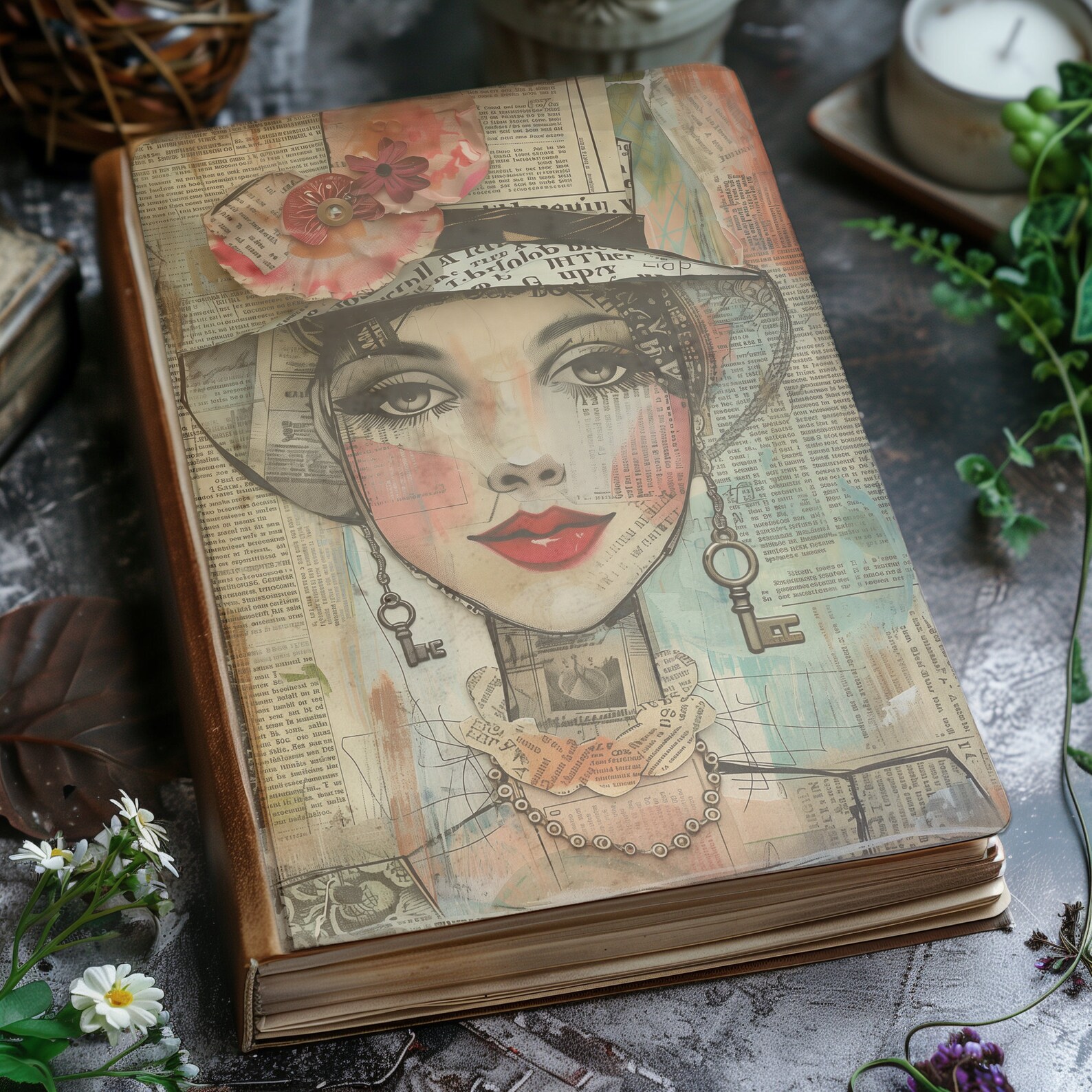 12 Vintage-inspired Collage Art Woman Portraits Mixed Media Junk ...