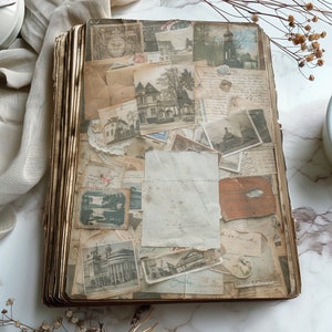 Vintage Postmarks Set 12 Nostalgic Parisian Collage Sheets Eiffel Tower ...