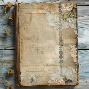 4 Romantic Lace and Ribbon Digital Papers Creamy Manuscript Texture ...