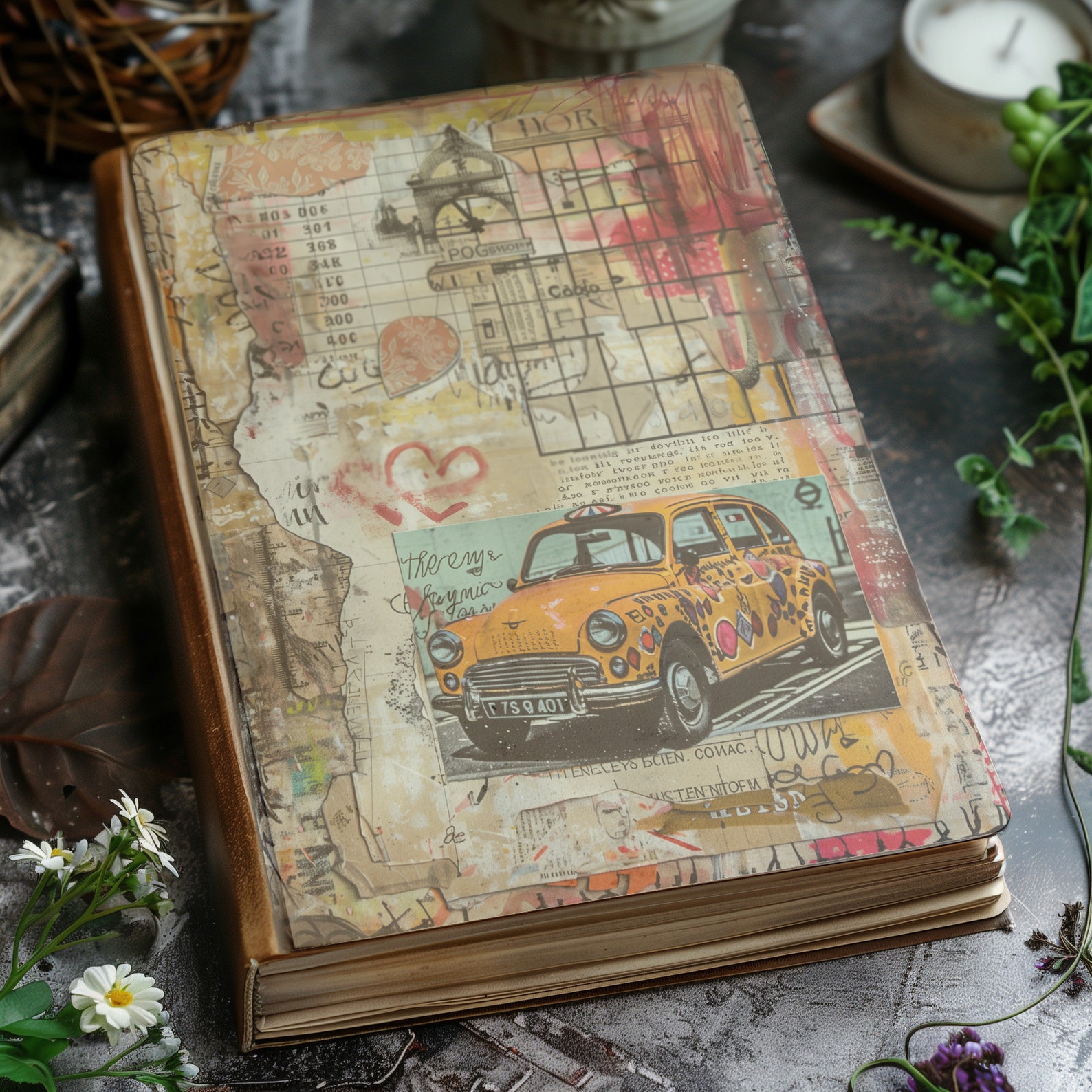 4 Vintage Urban Collages Digital Art Set Mixed Media Junk Journal Kit ...