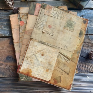 Vintage Postmarks Set 12 Nostalgic Parisian Collage Sheets Eiffel Tower ...