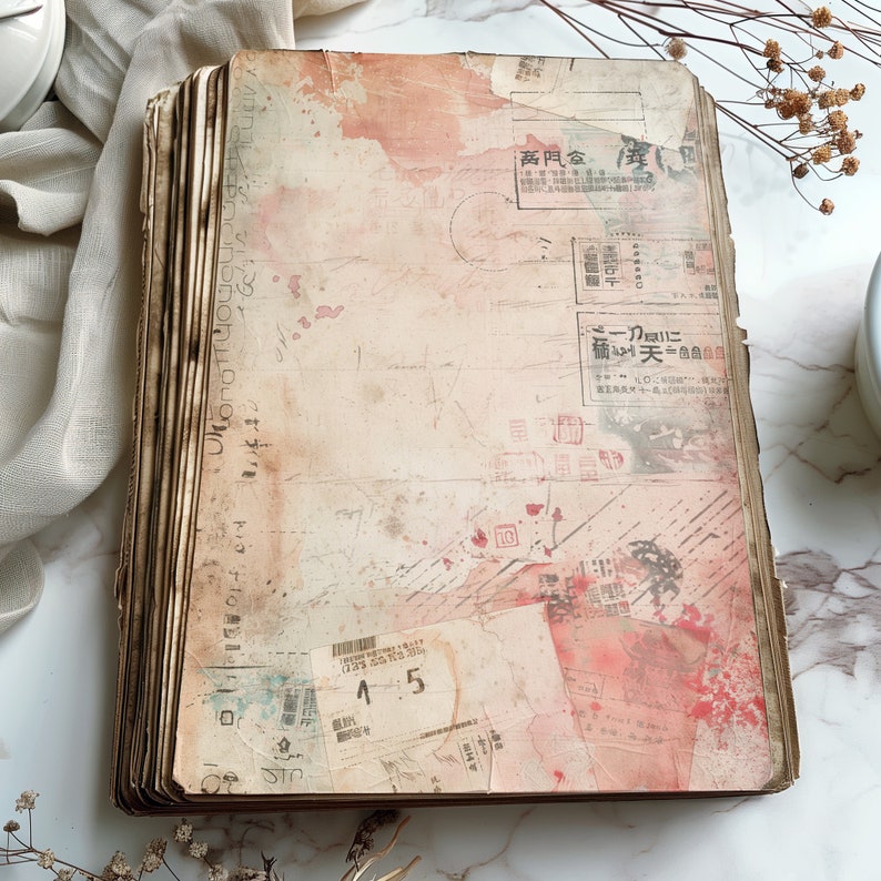 12 Mysterious Notes Pages Abstract Junk Journal Ephemera Vintage ...