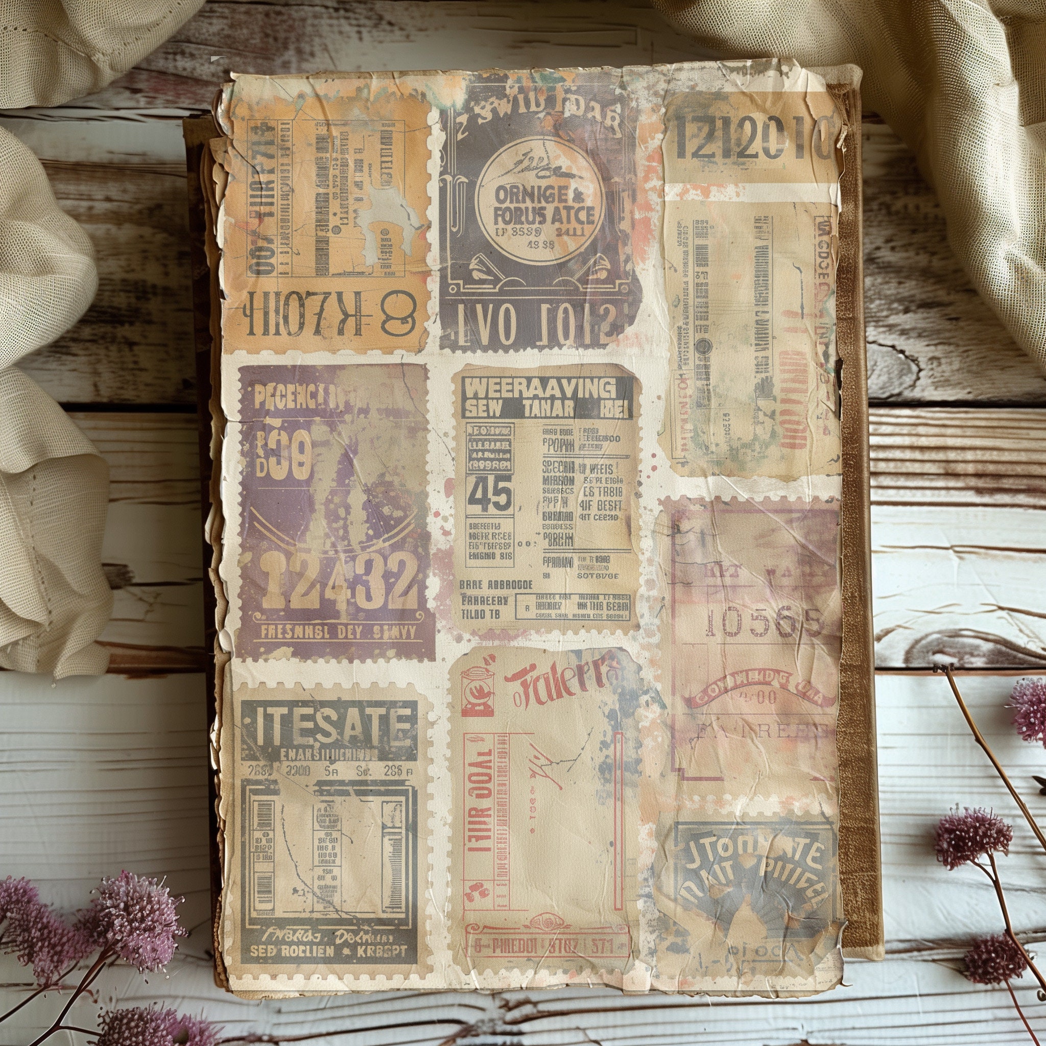 4 Retro Ephemera, Digital Collage Sheets, Junk Journal Kit ...