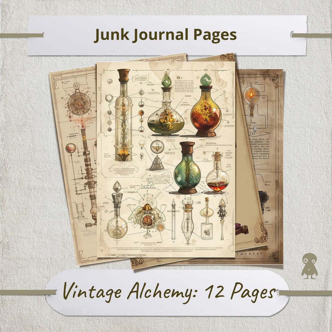 12 Vintage Alchemy Potion Pages for Junk Journal Mystical Elixir ...
