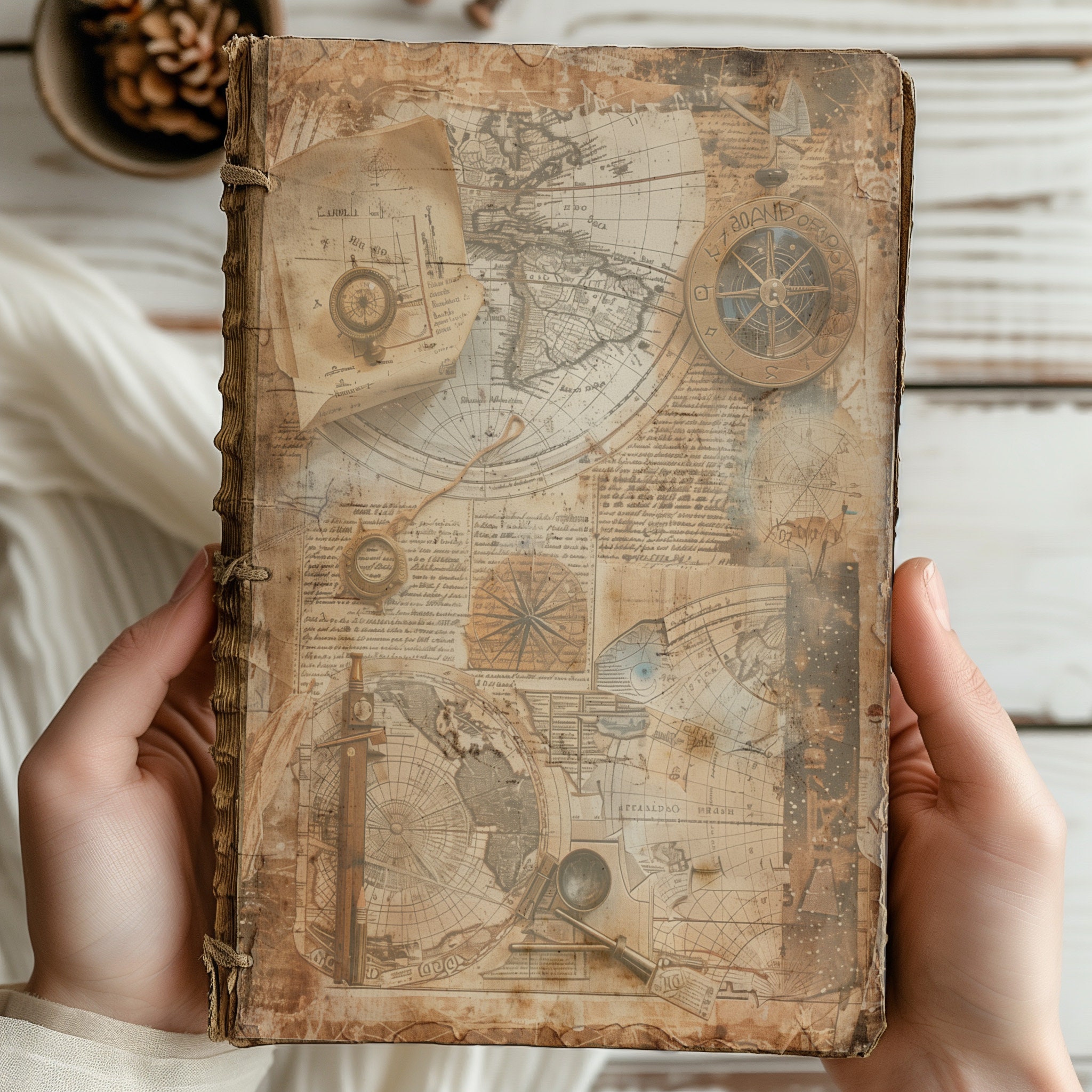 4 Nautical Explorer Digital Collages, Vintage Maps and Compass ...