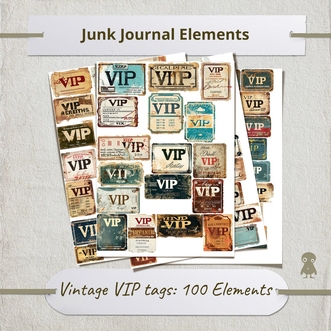 100 Vintage VIP Pass Tags Rustic Ephemera Printable Distressed Ticket ...