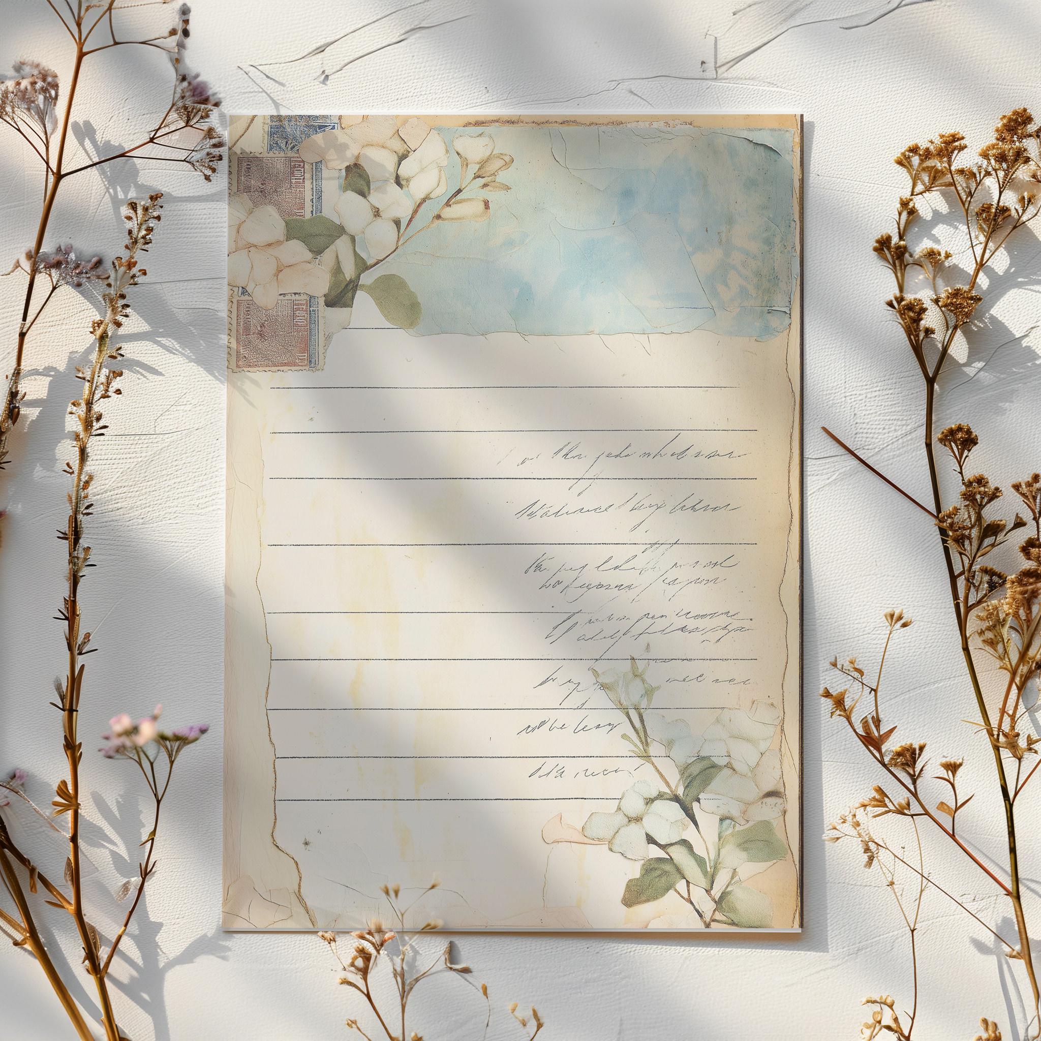 Vintage Aesthetic Writing Paper Set of 20 Antiqued Pages Ephemera Junk ...