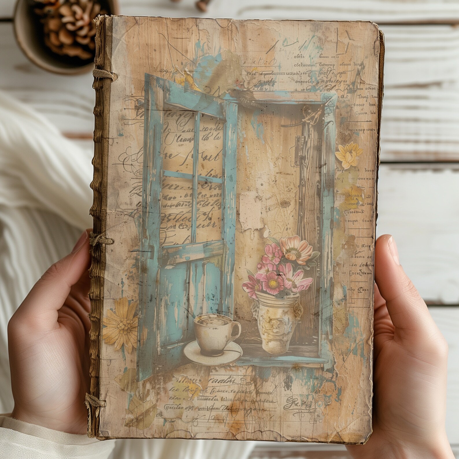 4 Rustic Window View Pages Digital Art Cozy Aesthetic With Coffee and ...