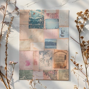 Vintage Postmarks Set 12 Nostalgic Parisian Collage Sheets Eiffel Tower ...