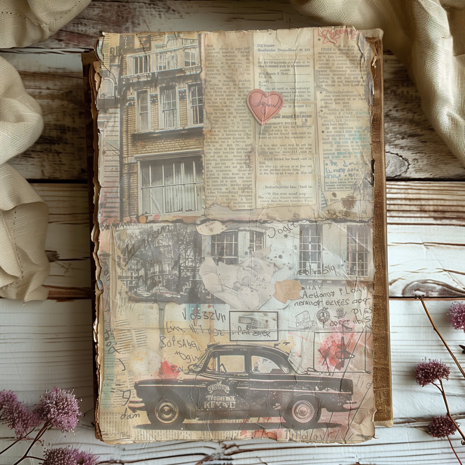 4 Vintage Urban Collages Digital Art Set Mixed Media Junk Journal Kit ...