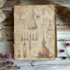 12 Vintage Alchemy Potion Pages for Junk Journal Mystical Elixir ...
