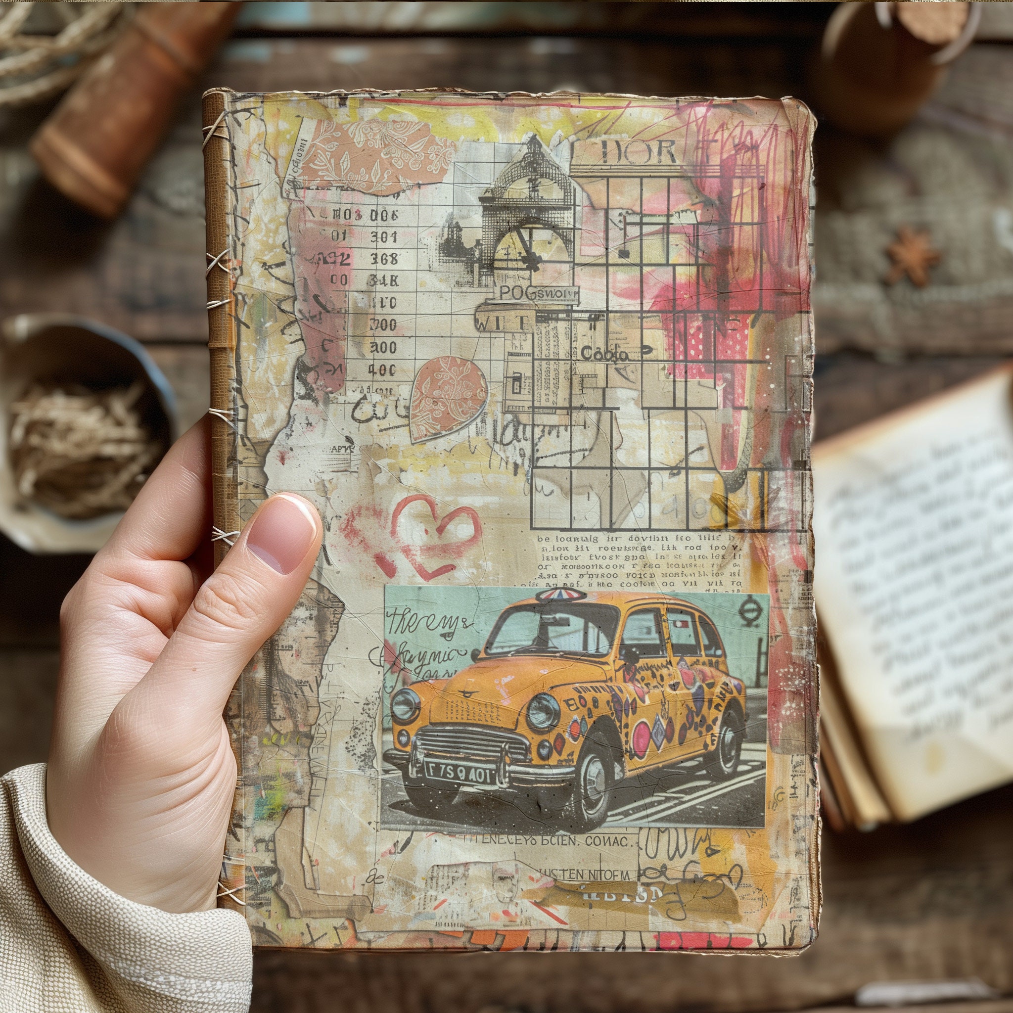 4 Vintage Urban Collages Digital Art Set Mixed Media Junk Journal Kit ...