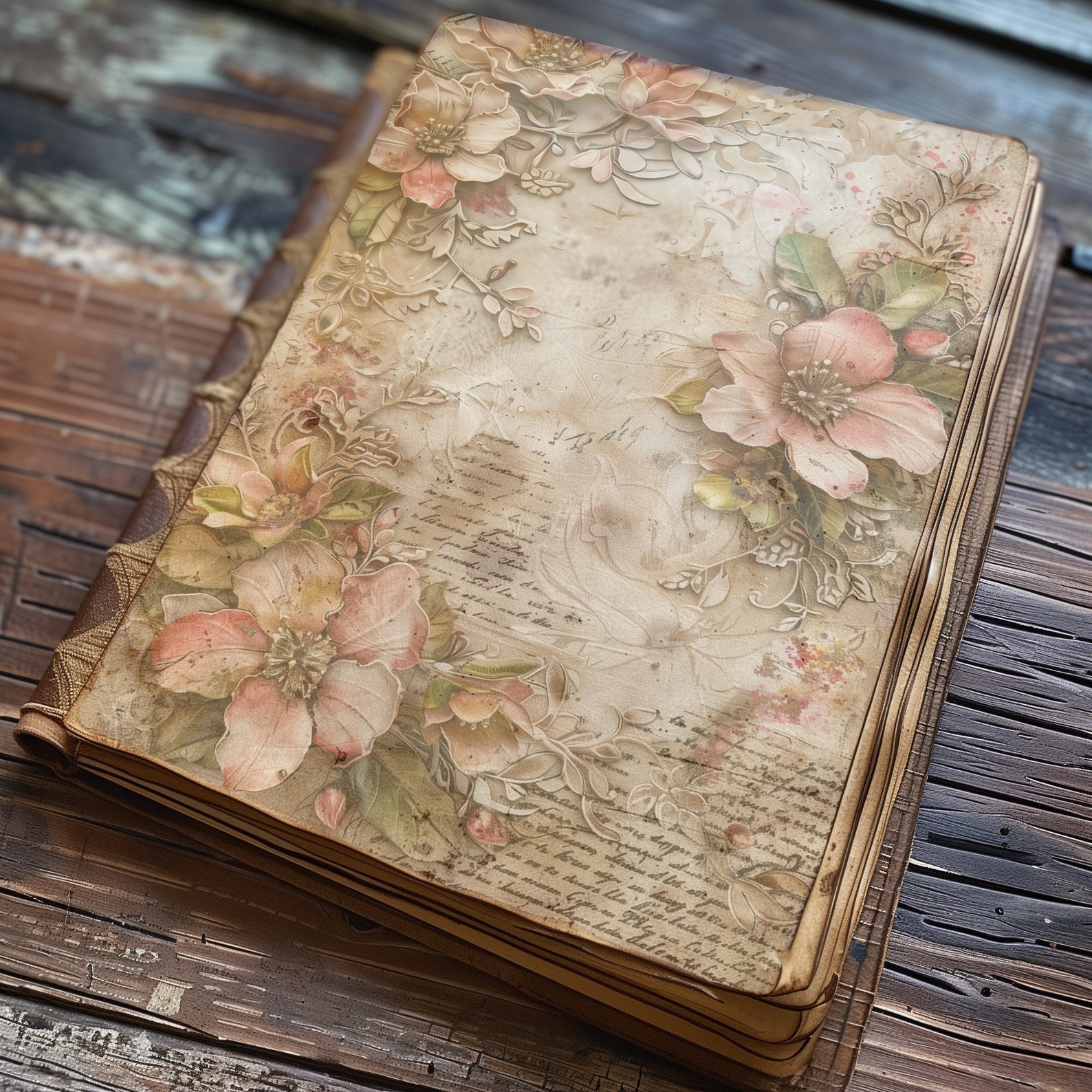 4 Shabby Chic Flower Digital Papers Handwritten Calligraphy Background ...