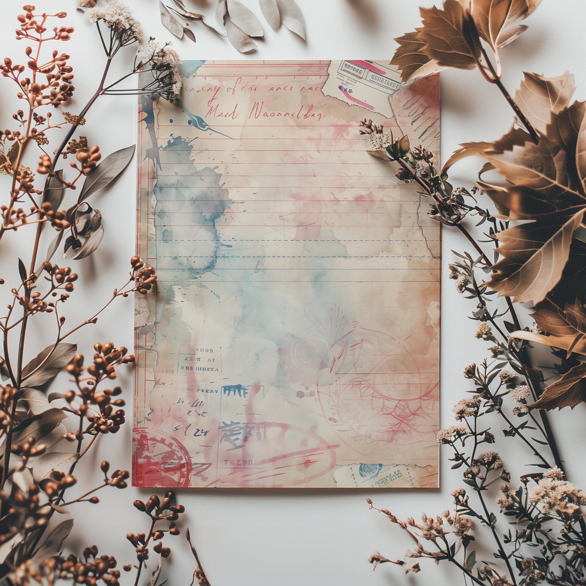 Faded Notes 12 Junk Journal Pages Vintage Ephemera Digital Paper ...