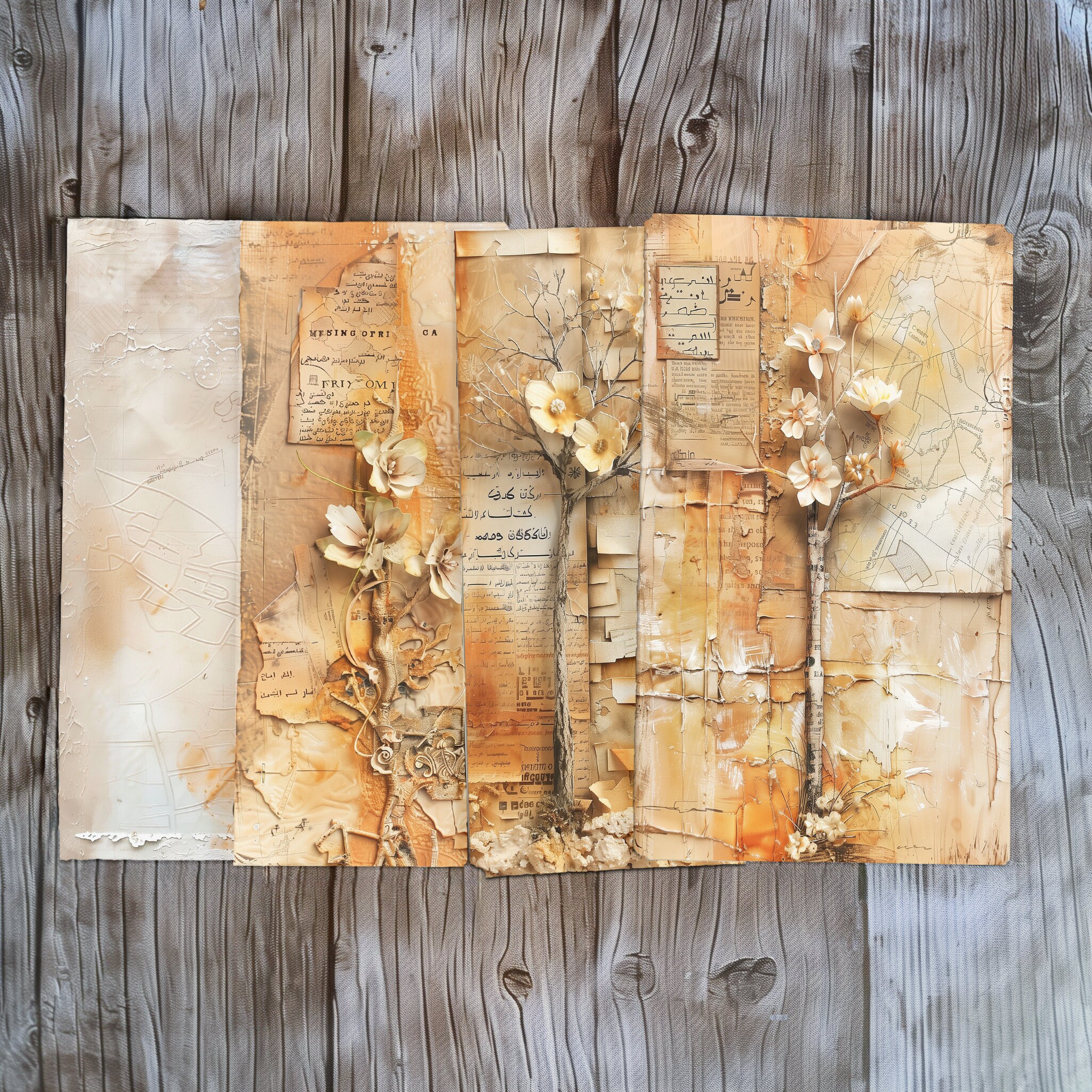 18 Rustic Junk Journal Pages Illustrations Scrapbooking Vintage Journal ...