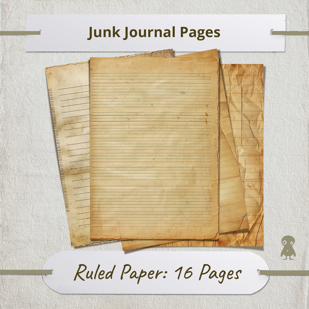 16 Unique Aged Journal Pages Vintage Inspired Digital Paper Set ...