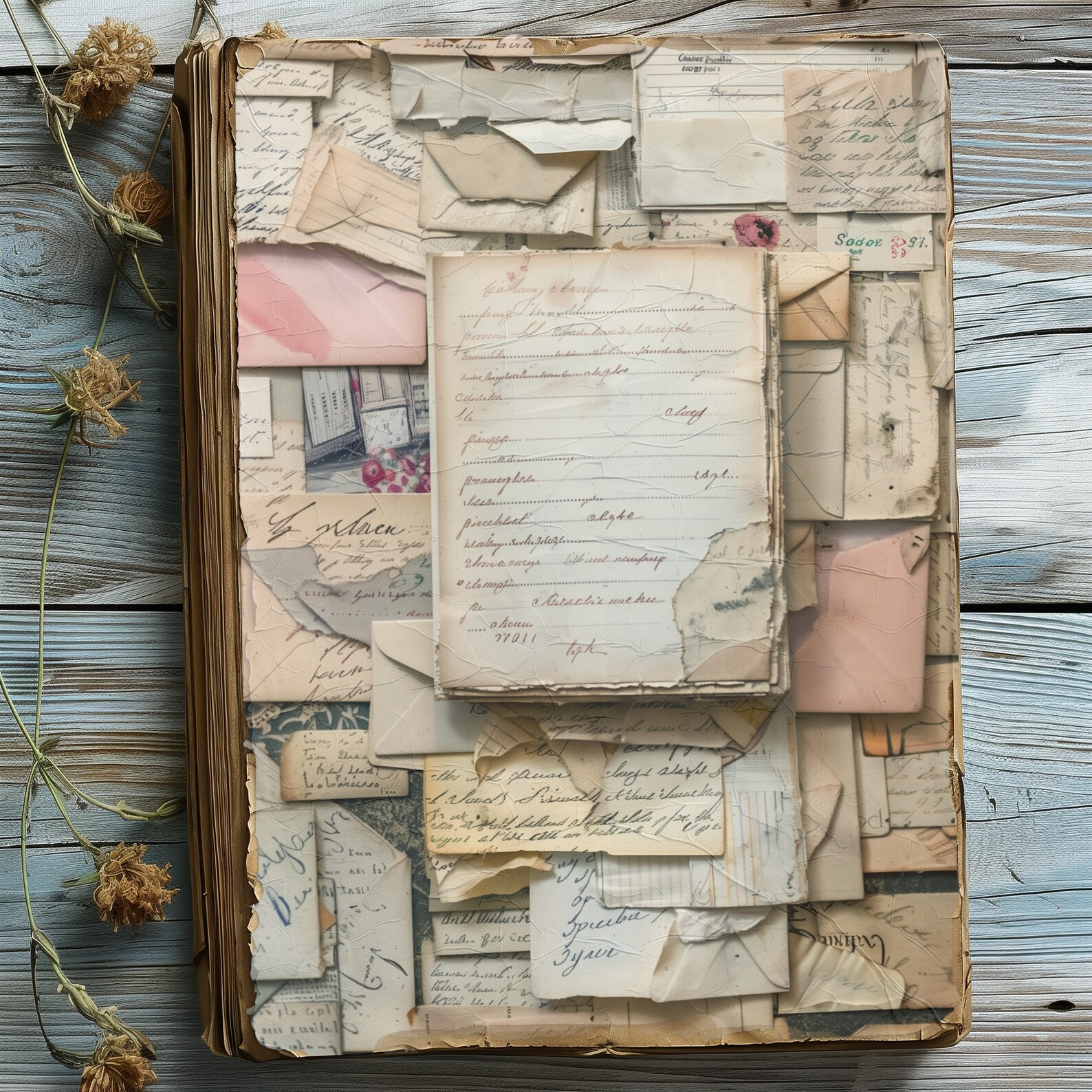 4 Vintage-inspired Junk Journal Pages Digital Antique Letters Printable ...