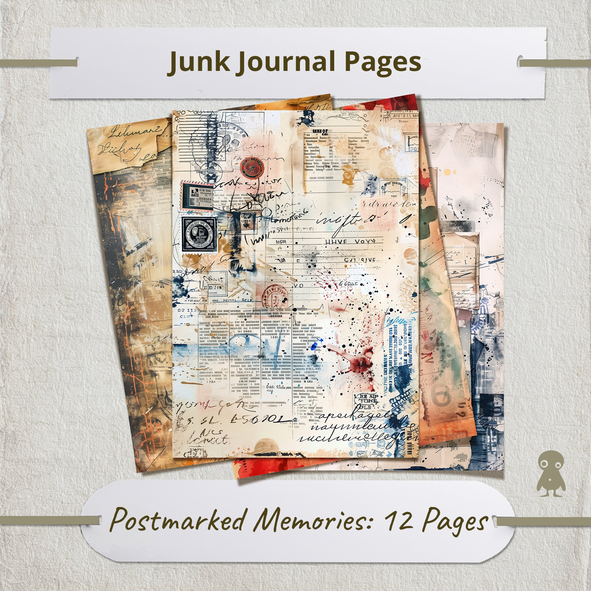 12 Postmarked Memories Pages Vintage Inspired Junk Journal Digital ...