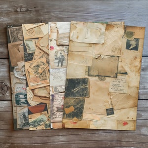 Vintage Postmarks Set 12 Nostalgic Parisian Collage Sheets Eiffel Tower ...