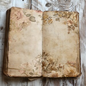 4 Floral Vintage Digital Papers Aged Botanical Prints Scrapbooking ...