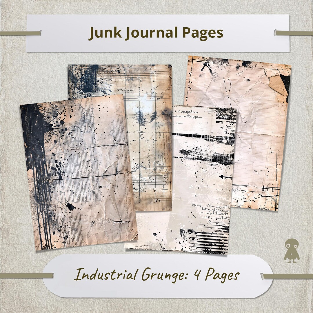 4 Grunge Junk Journal Pages Scrapbooking Artwork Vintage Aesthetic ...