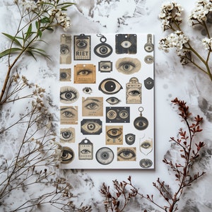100 Vintage Occult Eye Printables Mystical Eye Digital Tags Ephemeral ...